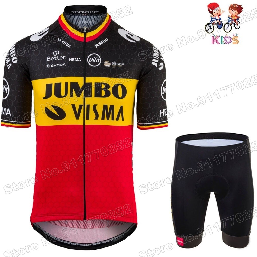 เด็กจักรยานKids Jumbo Visma 2021 Cycling Jersey Set Boys Girls Cycling ...