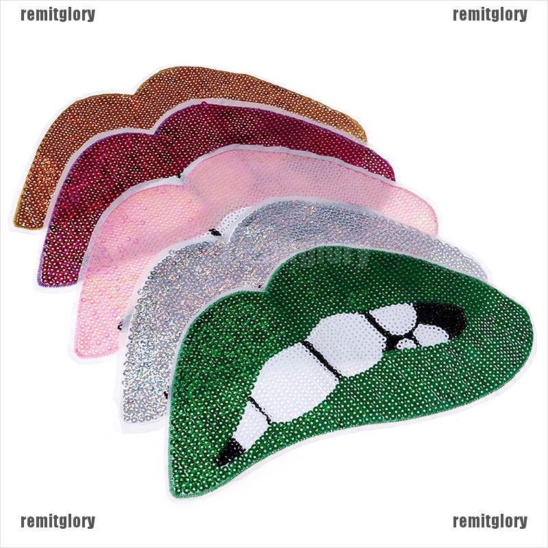 [REM]DIY Big Lip mouth patches Applique Sewing Handmade Bling Bling ...