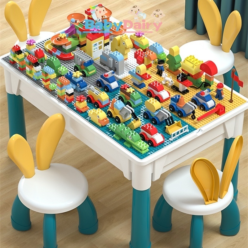 Lego block table children's toys Yisheng multi-function assembled large ...