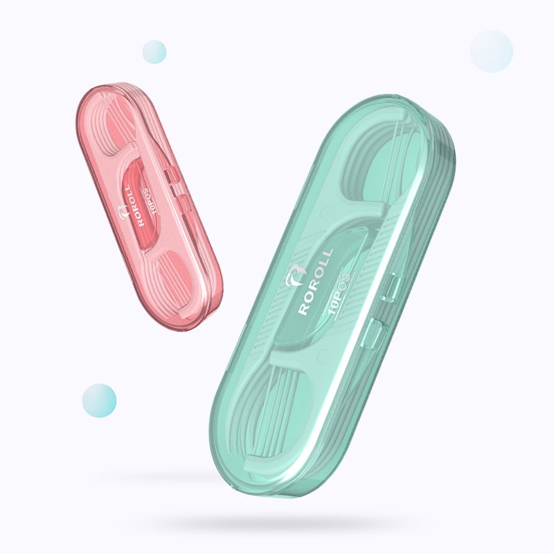 ฟันทำความสะอาดฟัน☾ Rong Qiao ไหมขัดฟันแบบแท่งแบบพกพากล่องไม้จิ้มฟัน ...