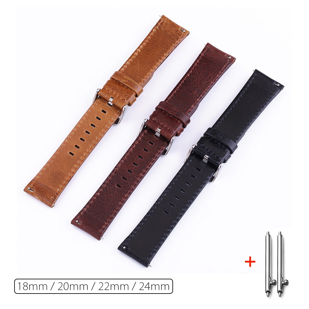 Quick Release Leather Watch Band Genuine Leather Watch Strap 18mm 20mm ...