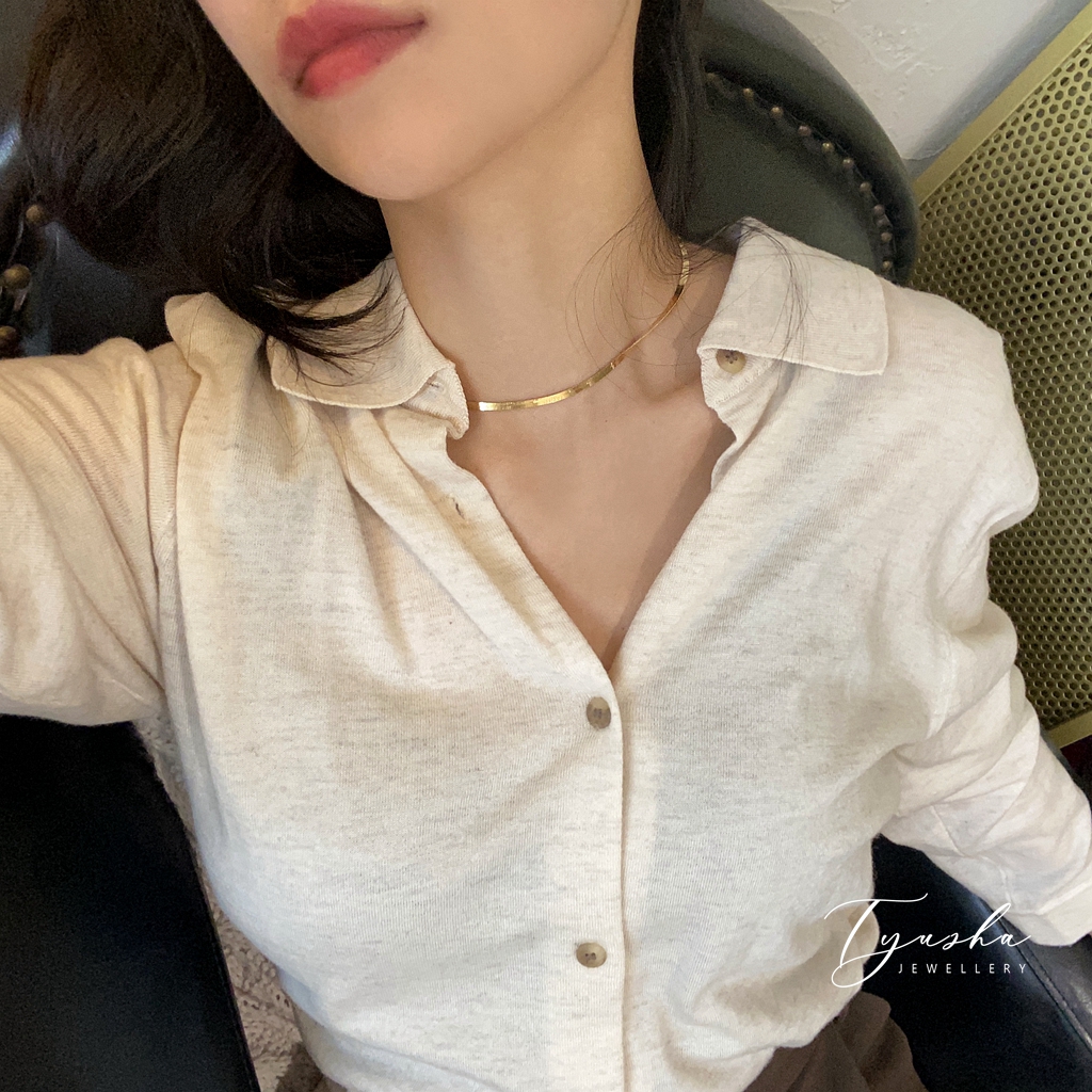 ขายTyushaแฟชั่นระดับสูงinsที่ถูกต้องรุ่นs925สร้อยคอกระดูกงูชุบทองเงินแสงหรูหราโซ่กระดูกไหปลาร้า ...