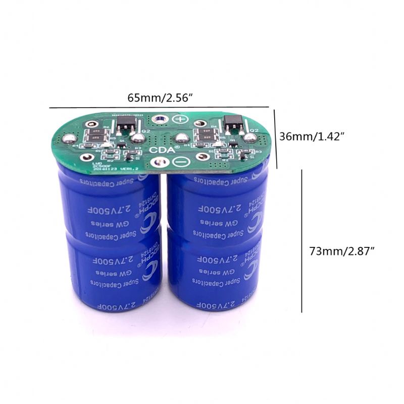 Kiss 2.7V 500F Super Farad ตัวเก็บประจุแถวเดี่ยวพร้อมบอร์ดป้องกัน 5.4V 250F High Frequency Low ...