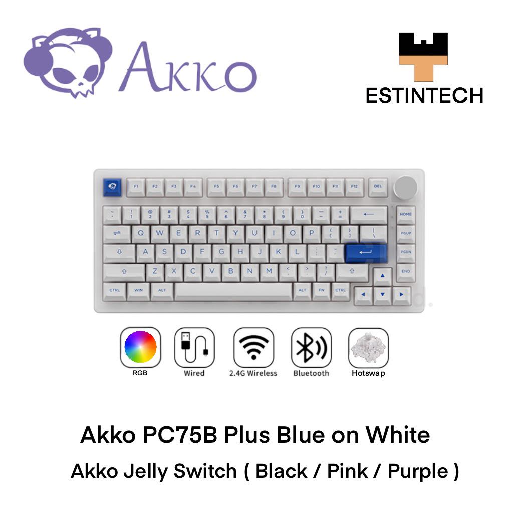 Keyboard (คีย์บอร์ด) Akko PC75B Plus Blue On White Akko Jelly Switch ...