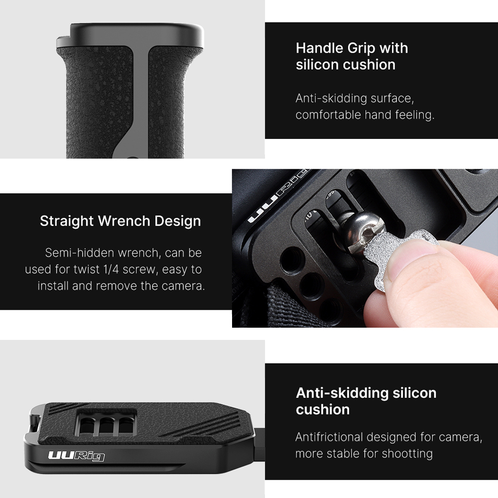 UURig R043 Universal DSLR ILDC Camera Side Handle Left Hand Grip 1/4 ...
