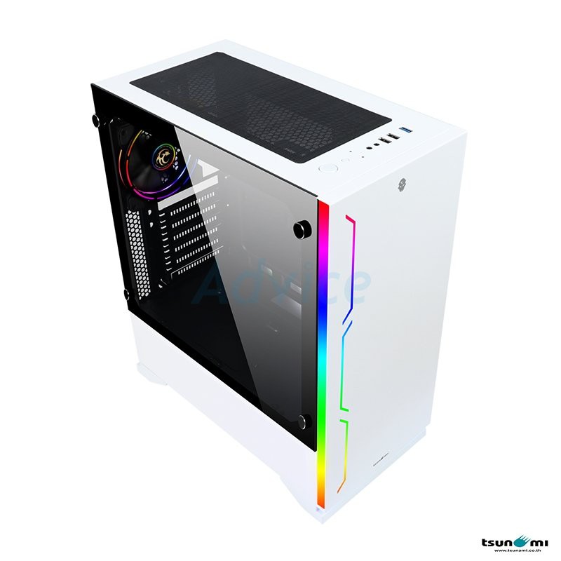 เคสคอม ATX Case (NP) TSUNAMI Hunter Eagle H8 Tron RGB (White ...