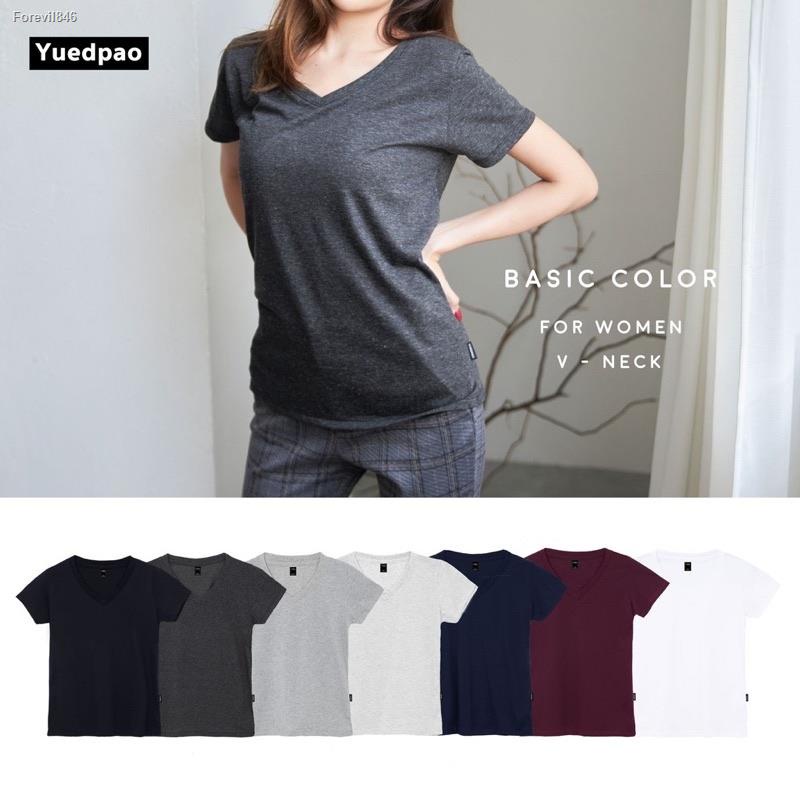 ส่ส่งไวจากไทยYuedpao เสื้อยืดผู้หญิงคอวี ทรงเข้ารูป ไม่ย้วย ไม่หด ไม่ต้องรีด ใส่สบาย basic style ...