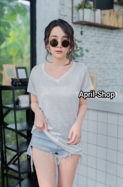 Hotเสื้อยืดคอวีผ้านุ่มๆๆงานเนียนมากๆๆมีสต็อคพร้อมส่งคร้า - aprilshop119 - ThaiPick