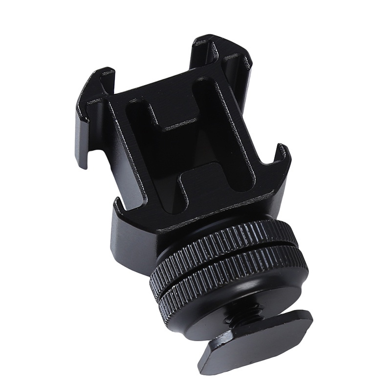 Camera Rotary Three-Head Hot Shoe Base Flash Multi-Function Stand ...