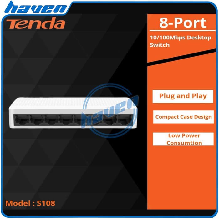 TENDA S108 8 พอร์ต 10 100 Fast Ethernet Rj45 Lan 105 Hub สวิทช์ฮับ ...