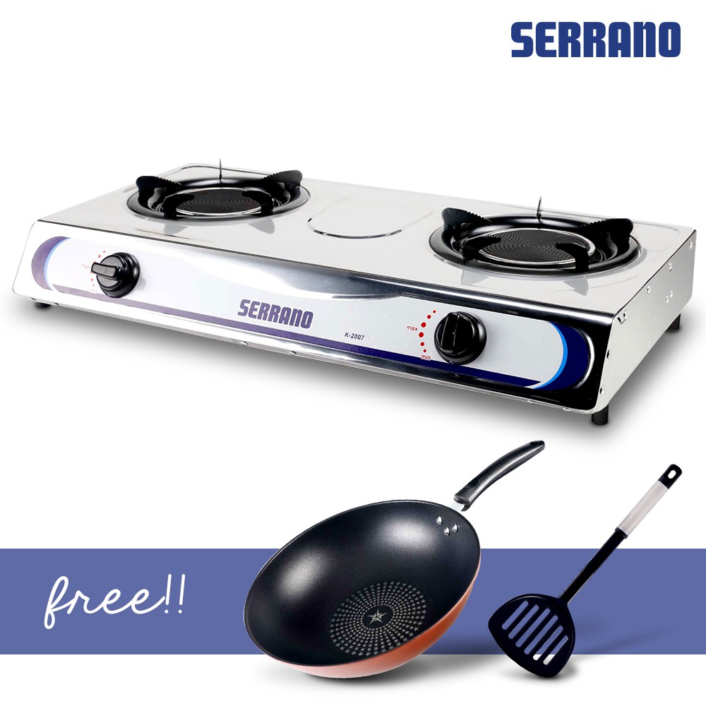 Serrano Gas stove เตาแก๊สอินฟาเรด 2 หัว รุ่น K-2007 ฟรี!! กระทะ Non ...