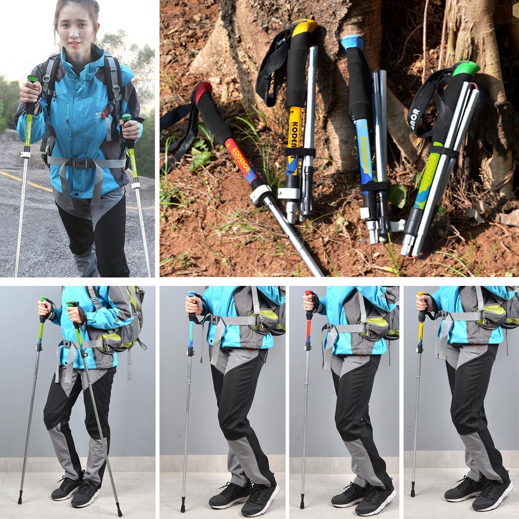 Snakerun 2 PCS Collapsible Trekking Pole Set Men Women 5 Sections ...