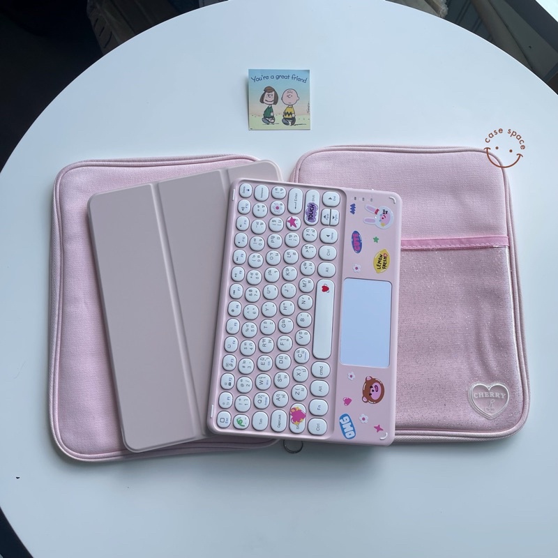 Set Cherry keyboard ได้ของ 4 ชิ้น เซ้ตเคสไอแพดกระเป๋าหัวใจกากเพชร ...
