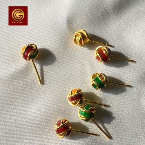 GGOLD ต่างหูทอง96.5แท้ 1.9 ก. ลายตะกร้อขอบคู่ ลายตะกร้อขอบคู่-ลงยา( ฟรี ...