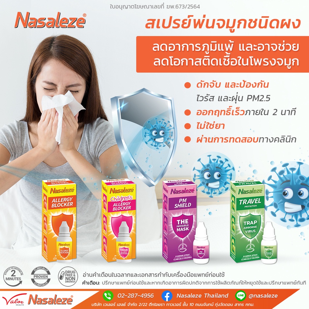 นาซัลลีซ Nasaleze สเปรย์พ่นจมูกแบบผง ผลิตจากสารสกัดธรรมชาติ ป้องกัน ...