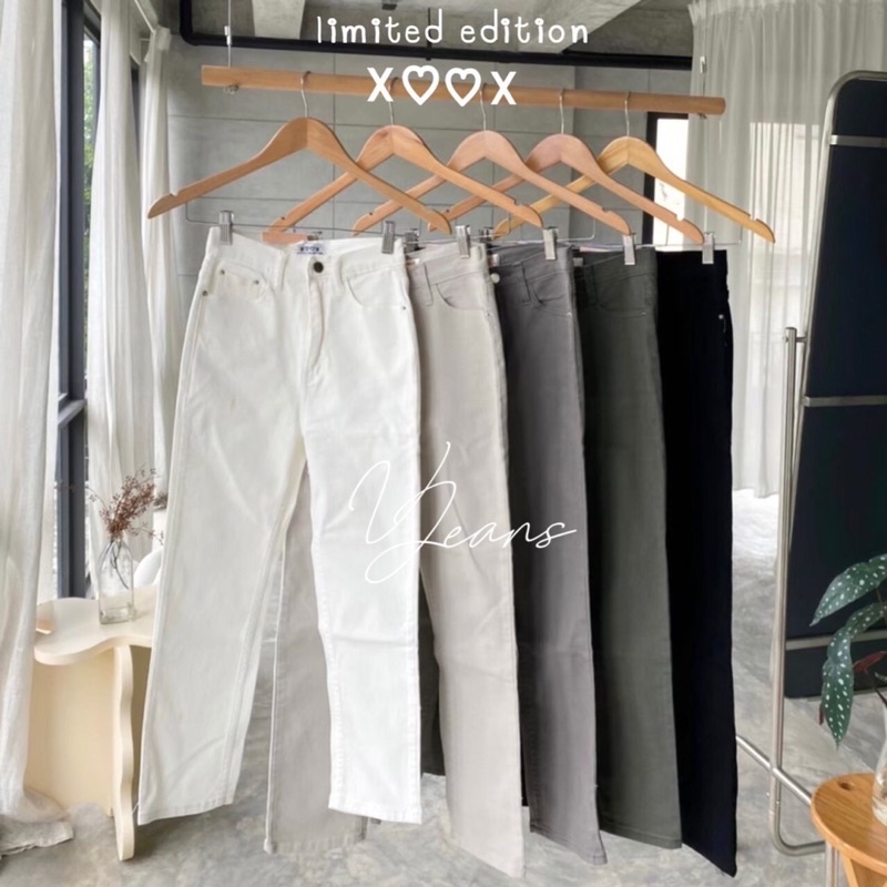 V-JEANSป้ายX X กางเกงยีนส์ทรงบอย กางเกงยีนส์เอวสูงขากระบอก กางเกงขายาว กางเกงยีนส์ ยีนส์กางเกง ...
