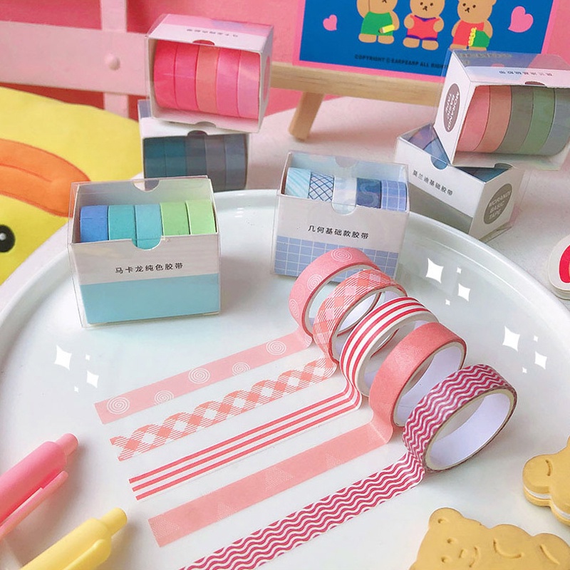 Cartoon and Paper Tape Set Girl Heart Macarons Hand Account Stickers Student DIY Decorative ...