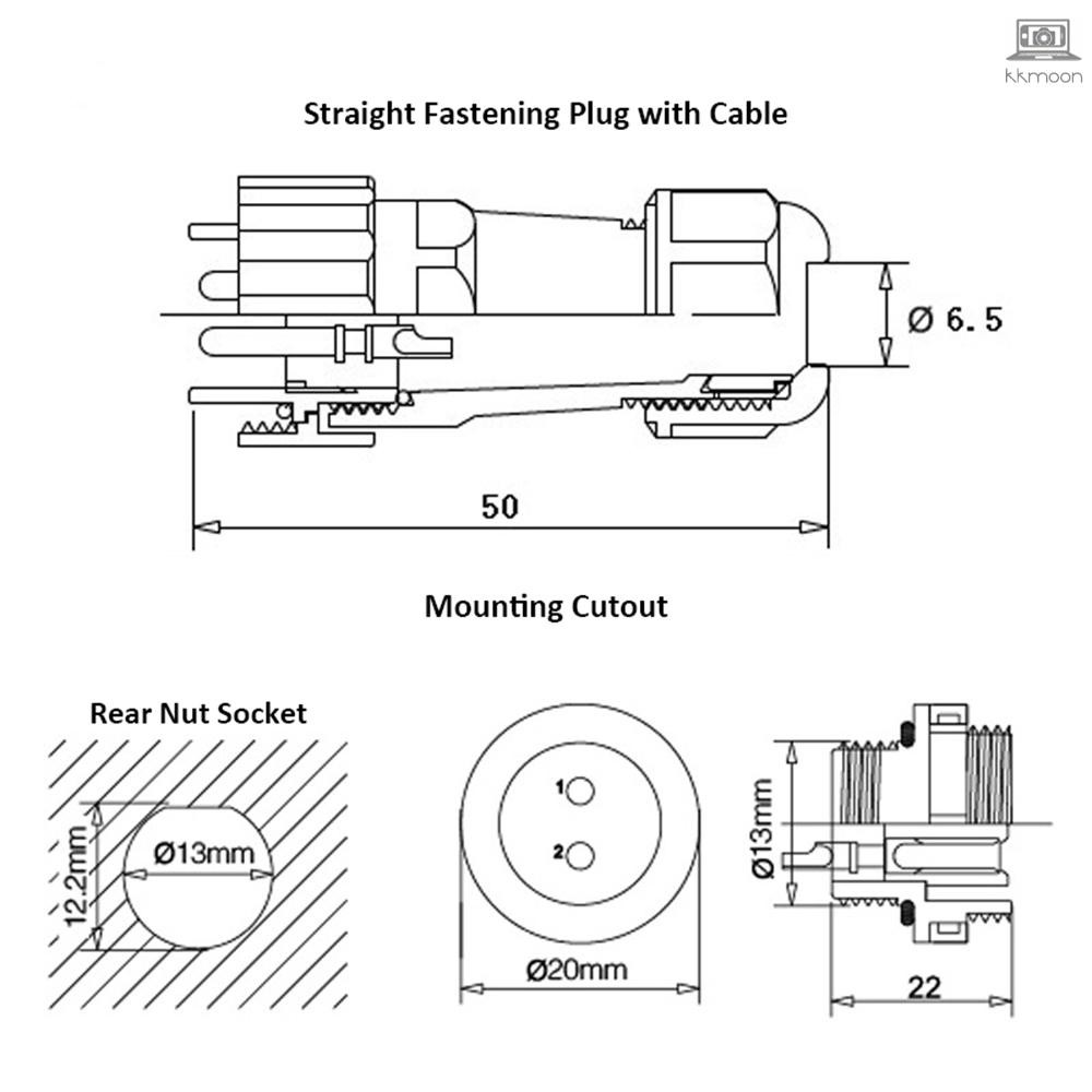 sp 13 ip 68 ปลั๊กซ็อกเก็ตกันน้ํา 13 มม. 2 pin 3pin 4pin 6 pin 7pin 9pin ...