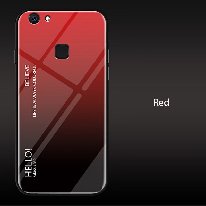 Vivo V7 V7 V7 Plus V5 V5 Plus V9 Y85 Case Gradient Tempered Glass Back Phone Casing เคสโทรศัพท์ ...