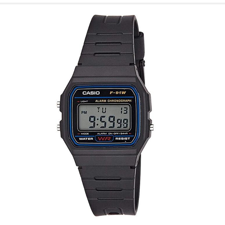 Casio Digital Watch F-91W Series Unisex Black Resin Strap Watches With ...