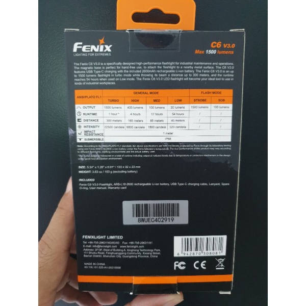 ไฟฉาย Fenix C6 V3.0 Max 1500lumens สินค้ารับประกัน 3 ปี - tunamifac - ThaiPick