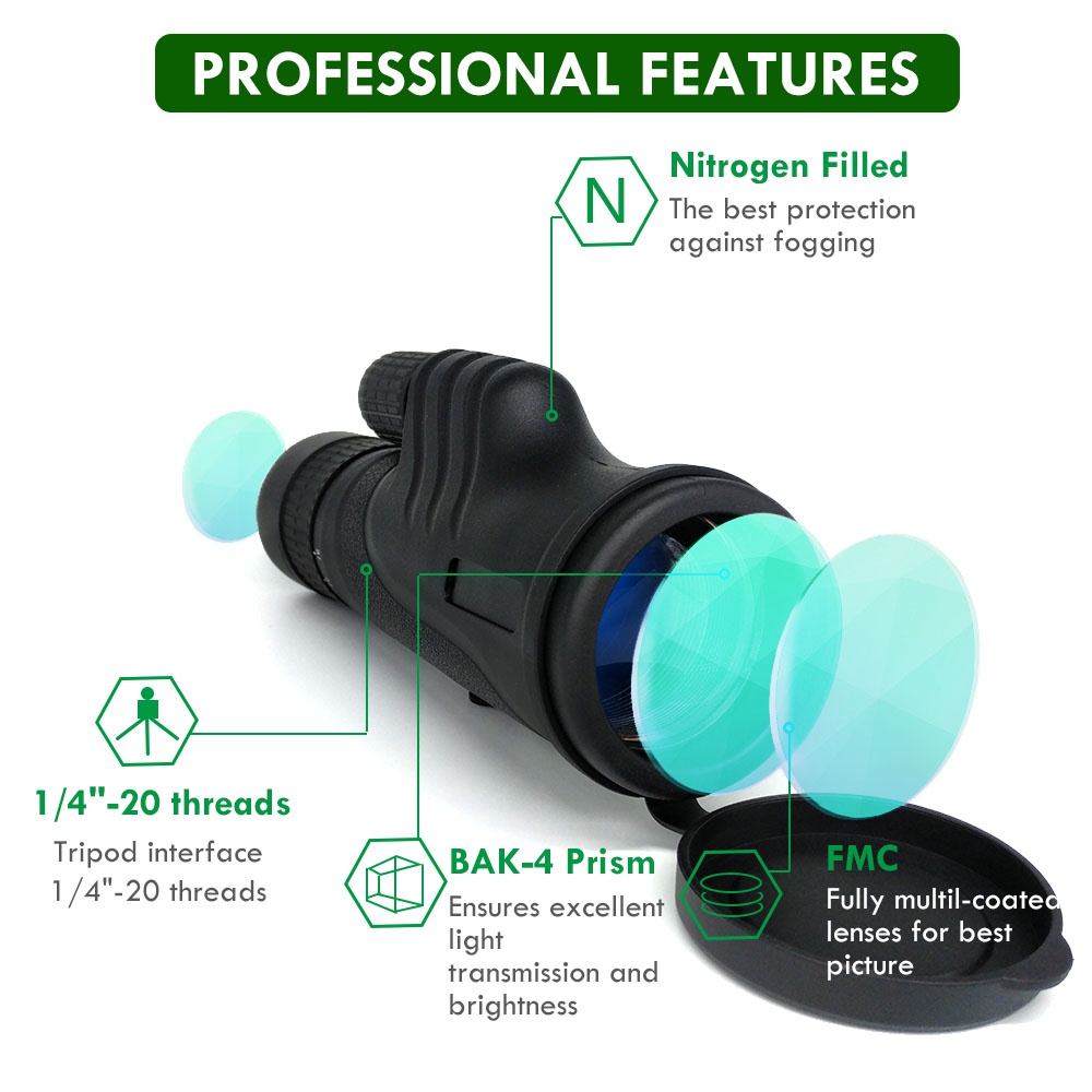 เลนส์กล้องโทรทรรศน์Best 10-30x42mm Super Zoom Shot Pro Monocular ...