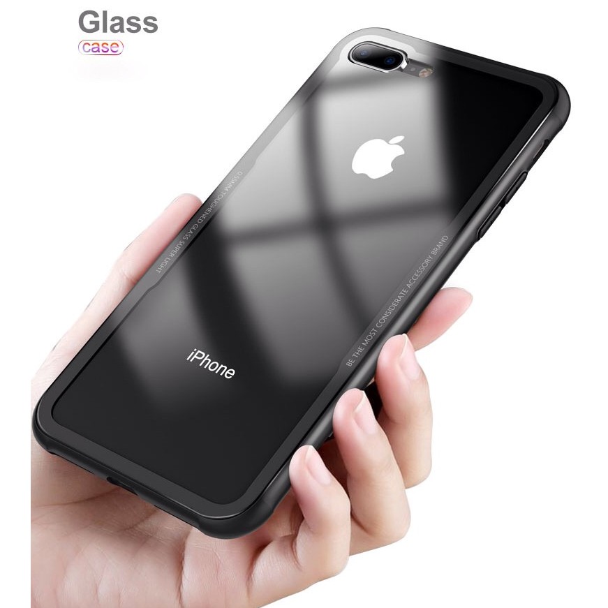 iPhone 7 8 Plus Case With Tempered Glass TPU Case เคส กระจกใส กันกระแทก ...