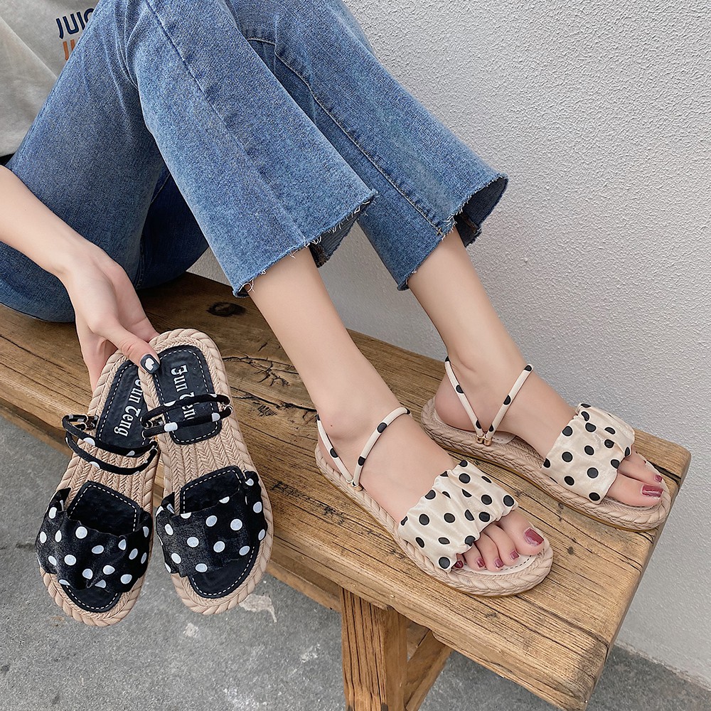 Chic sandals female fairy wind flat bottom wear sandals 2020 summer new ...