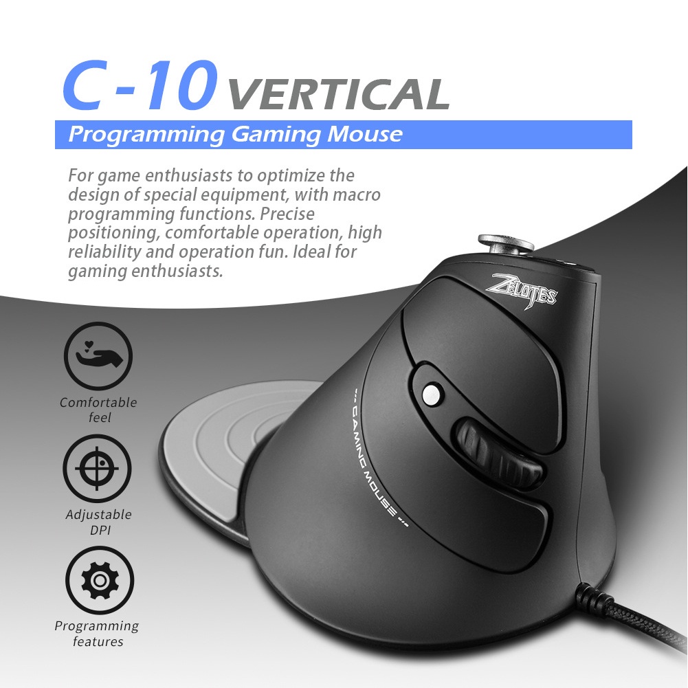 ZELOTES Gaming Mouse C-10 5 Modes 10000DPI Upright Optical RGB LED ...