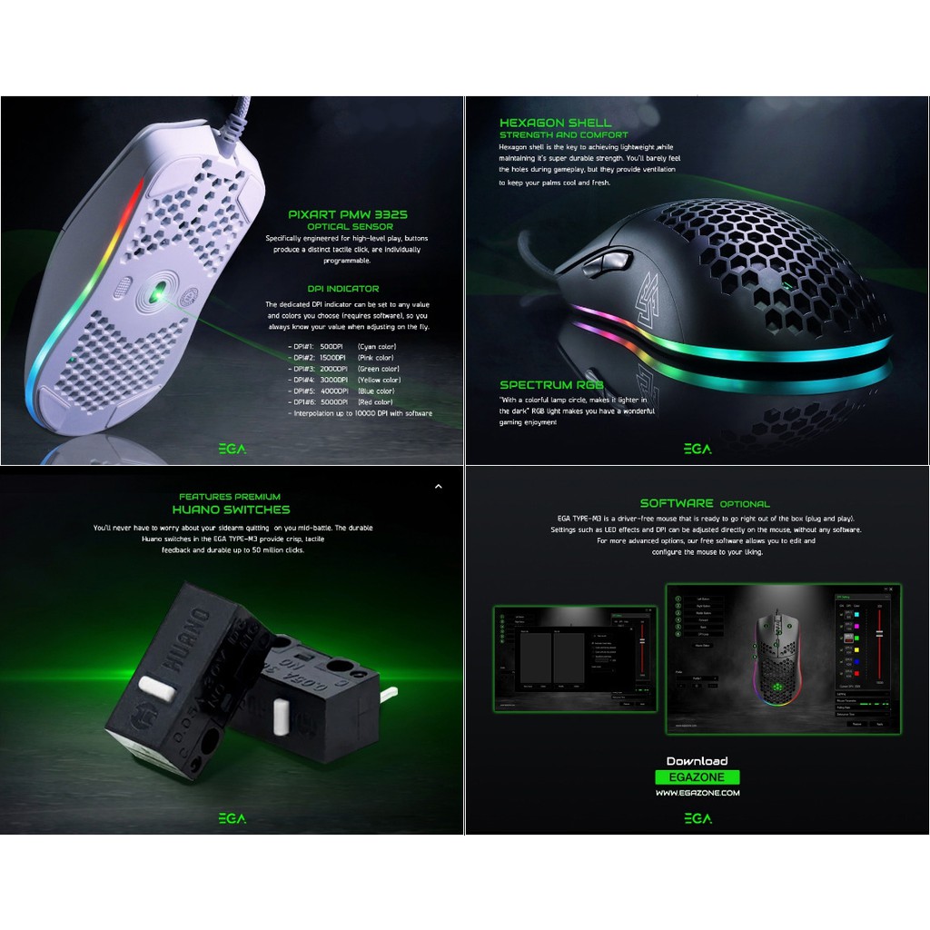 เมาส์เกมมิ่ง EGA TYPE M3 Gaming Mouse Macro LED RGB | Shopee Thailand