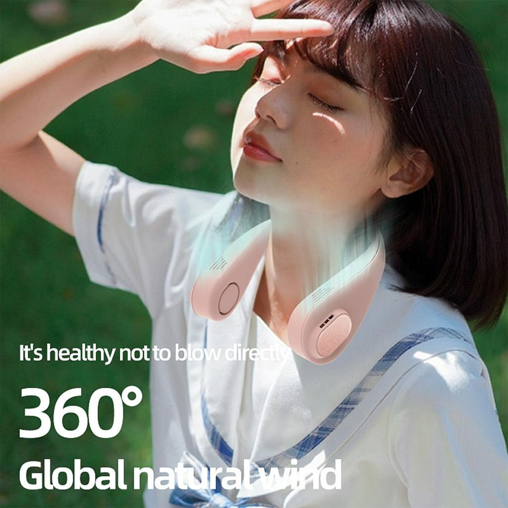 Portable Neck Fan Electric Fan Rechargeable USB Leafless Air ...