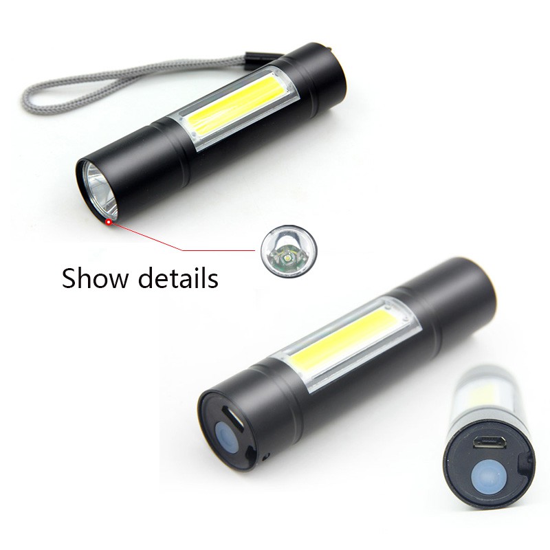 Mini LED Flashlight Rechargable USB 3 Lighting Mode Waterproof ...