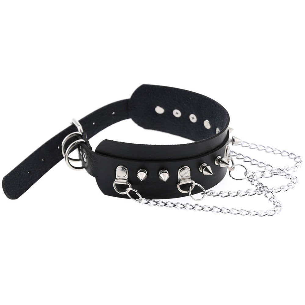 Emo Choker With Spikes Collar Women Man Leather Necklace Chain Jewelry ...