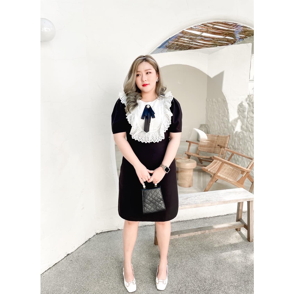 Calorie Fashion CL245มินิเดรสสีดำ แต่งระบายผ้าขาวด้านหน้า เดรสสาวอวบ ชุดสาวอวบ - bow_bow2010 ...