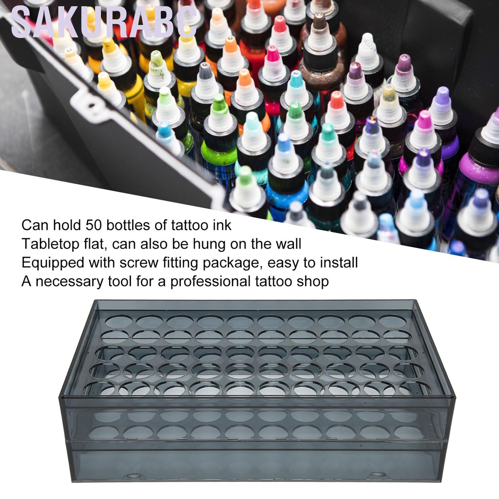 Sakurabc 50 Holes Tattoo Bottle Rack Wall Mounted PC Black Anti Fall ...