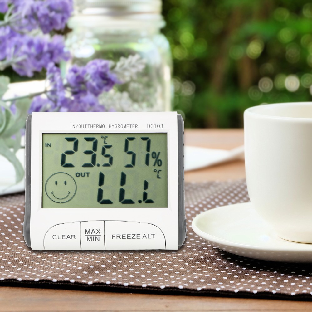 LCD Digital Thermometer Hygrometer Temperature Humidity Meter Clock w ...