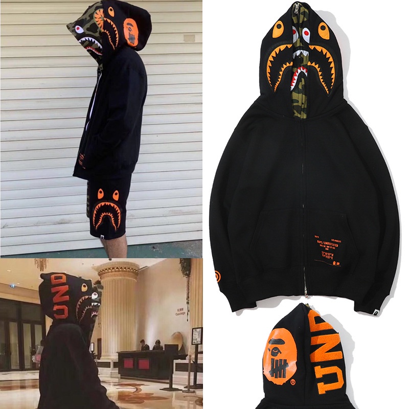 UNDEFEATED x BAPE Limited Camouflage Double Cap Shark Sweaterภ ...