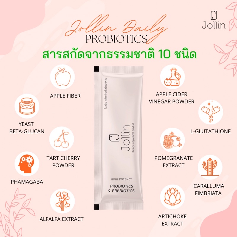 ( 4 กล่อง) Jollin Daily Probiotics พรีเมียมโพรไบโอติกส์ ตัวช่วยสำหรับคน ...