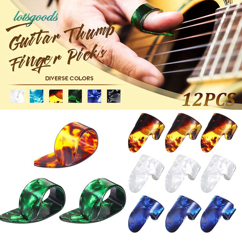 (Lo) 12x ปิ๊กกีต้าร์ Plectrums Sheath Thumb Finger สําหรับเบสไฟฟ้าอะคู ...