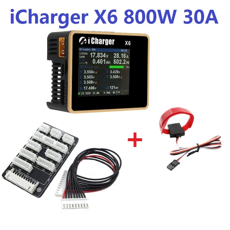 iCharger X6 800W 30A DC LCD Screen Smart Battery Balance Charger ...