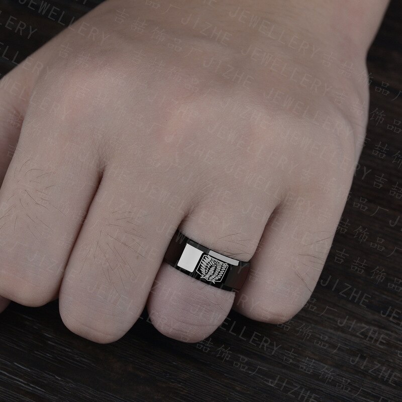 Anime Attack on Titan Ring Levi Ackerman Coslay ro Scout Regiment Wings ...