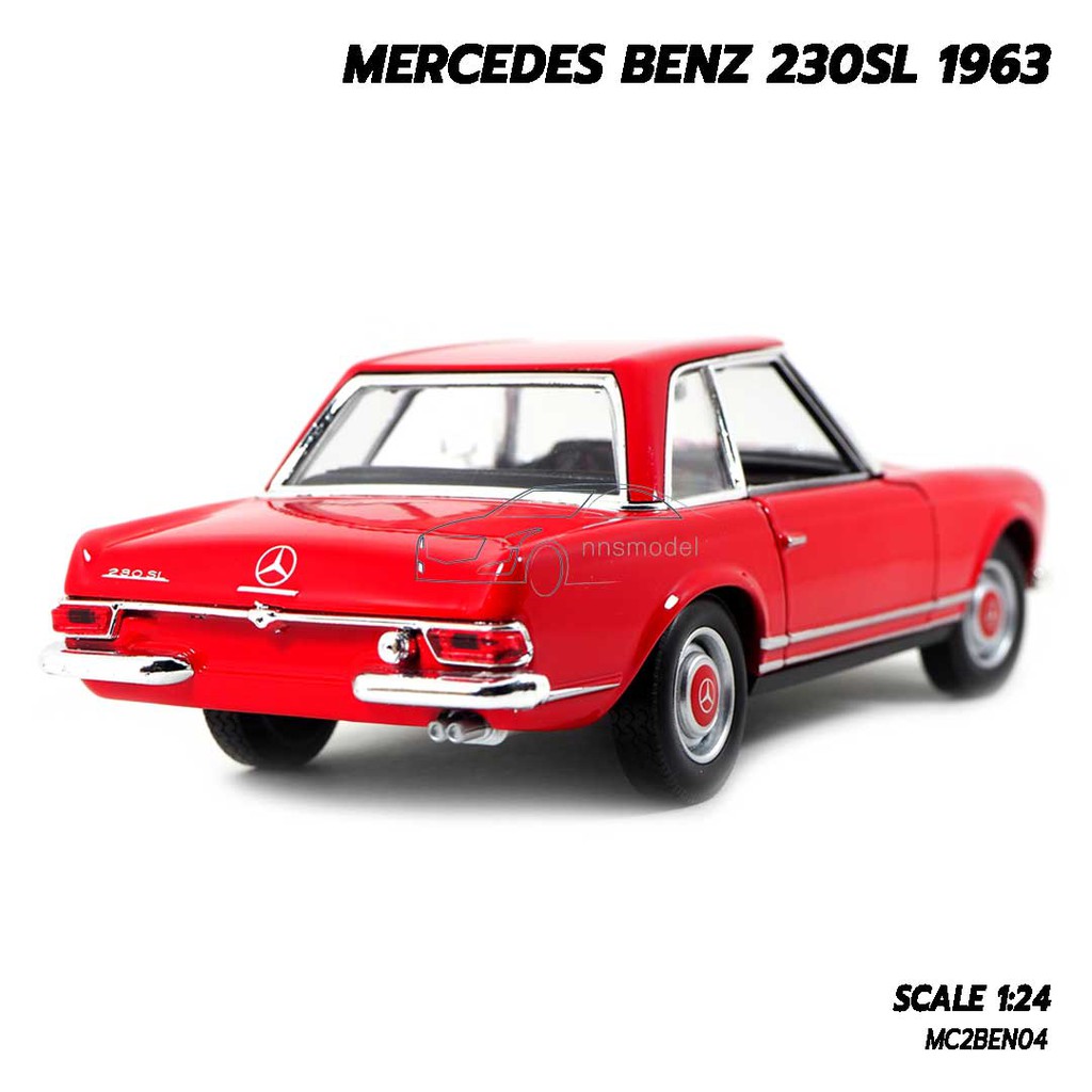 โมเดลรถ MERCEDES BENZ 230SL 1963 สีแดง (Scale 1:24) โมเดลรถคลาสสิค ของ ...