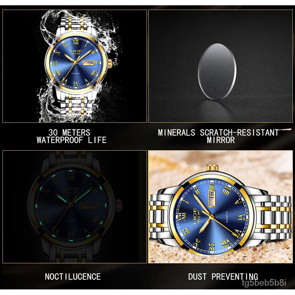 Fashion Full Steel Watch Men Analog Quartz Waterproof Watch968uih H05F ...
