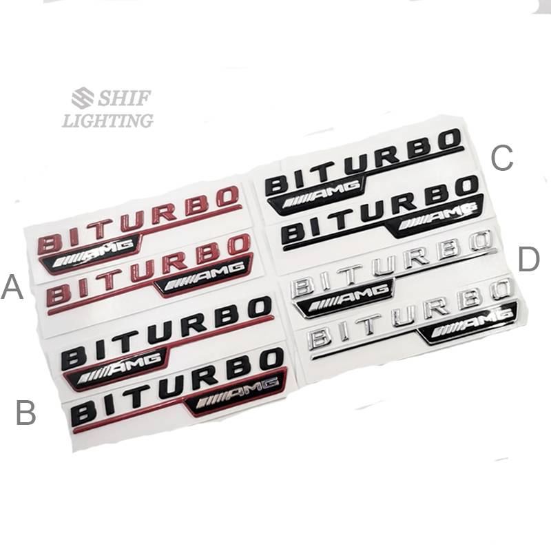 2 x Metal AMG BITURBO Letter Logo Car Auto Decorative Emblem Badge ...