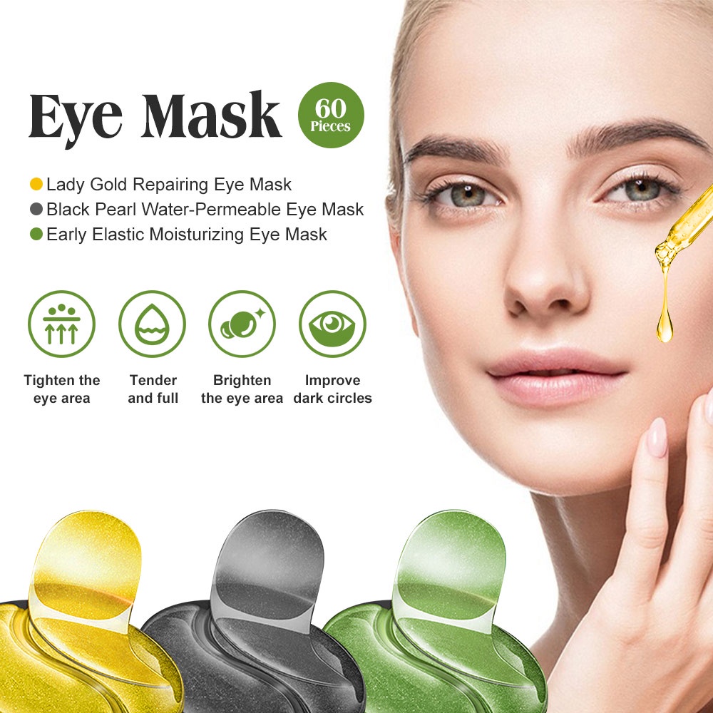 Eye Mask Moisturizing Collagen Eye Gel Mask 60pcs Remove Dark Eyes Anti ...