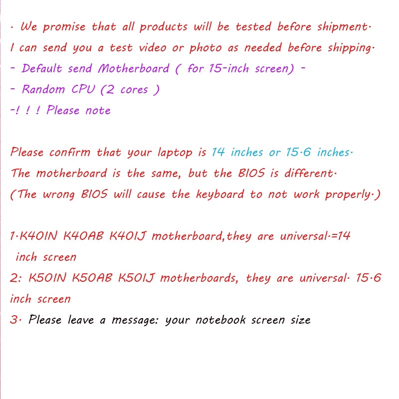Free Cpu K40ab K50ab Laptop Motherboard for Asus K40ab K40ad K40af ...