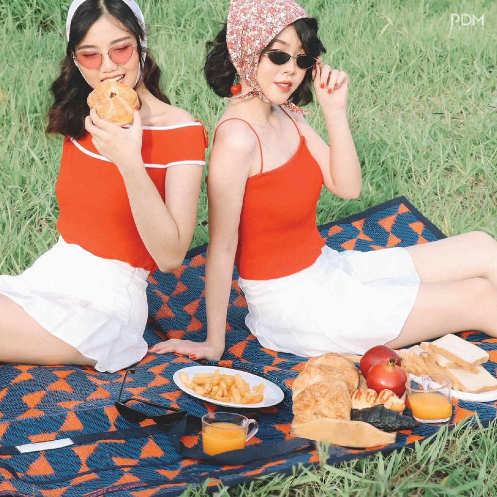 PDM เสื่อพับอเนกประสงค์ ลาย Stride (Orange-Indigo) Size M 120x180 cm ...