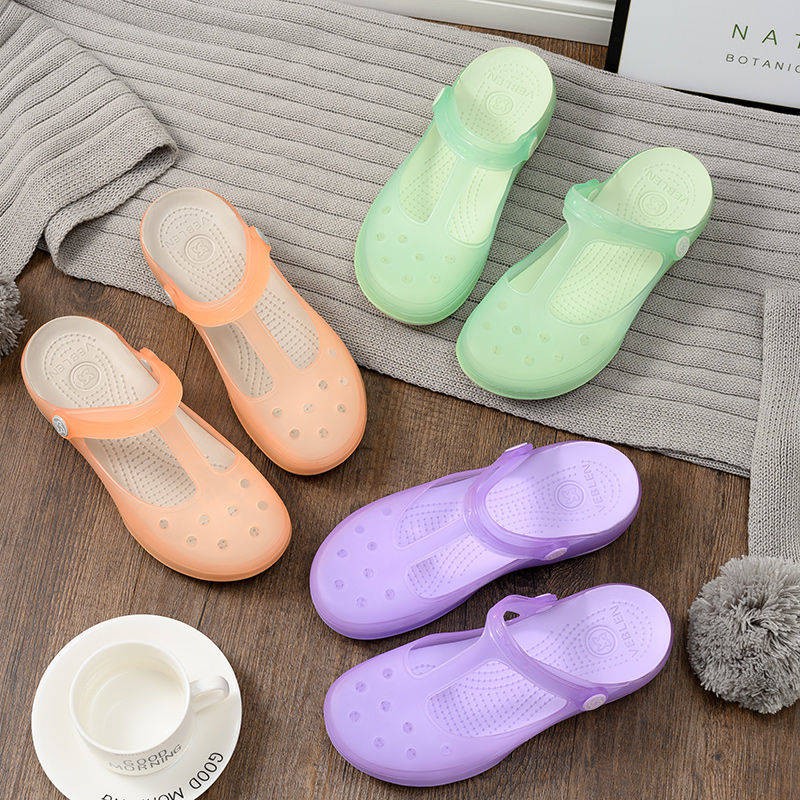 Crocs Veblen hole shoes female ins tide Baotou thick-soled beach shoes ...