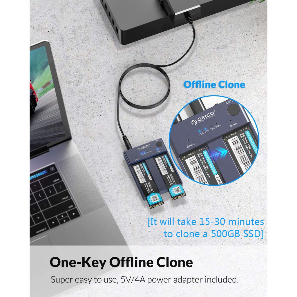 Orico Dual Bay M.2 NVME SSD Enclosure Offline Clone USB C 3.1 Gen2 10GBPS สําหรับเครื่องอ่าน ...