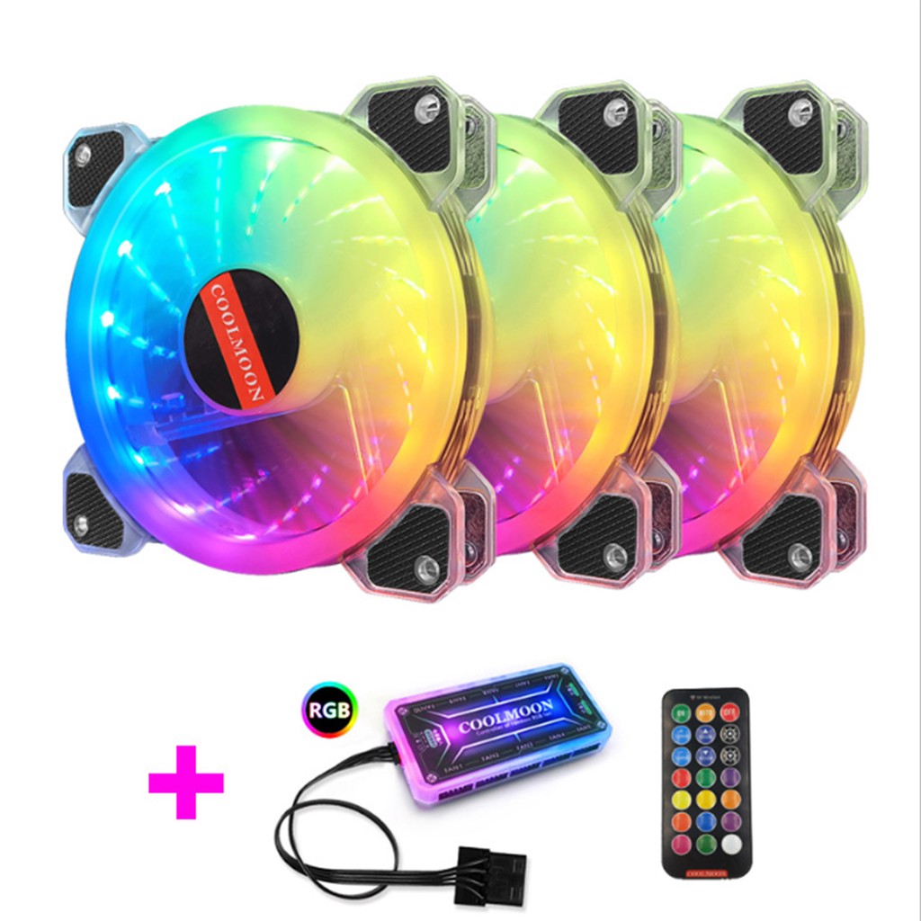 RGB Fan case x3 with remote control พัดลมเคสคอมพิวเตอร์ RGBx3 กล่อง ...